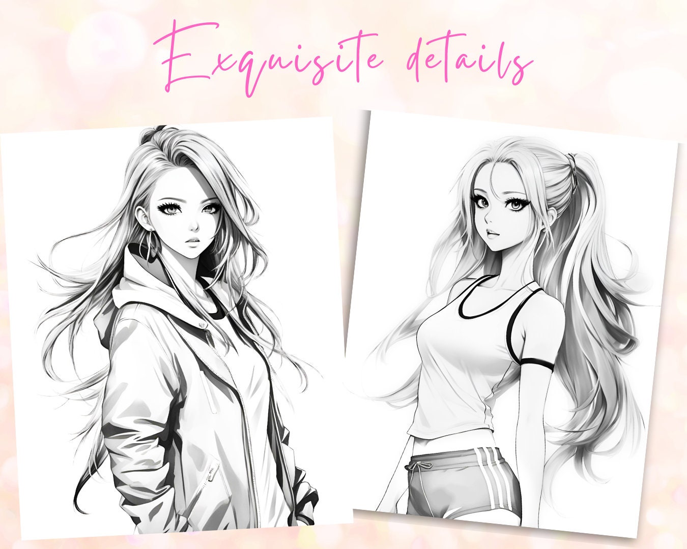 12 Street Wear Anime Coloring Pages,casual Fashion Style,adult Coloring ...