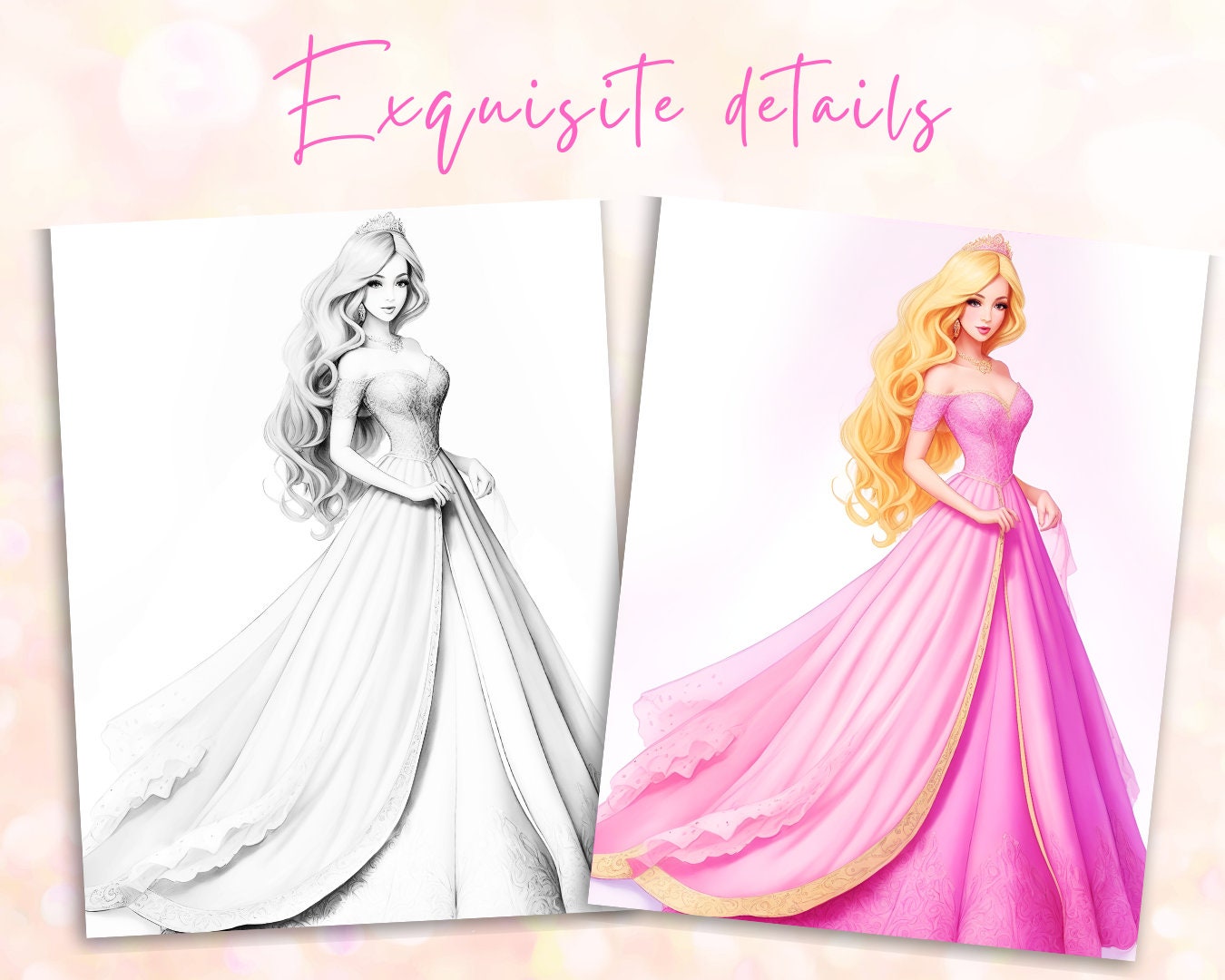 11 Fairytale Princess Coloring Pages + 11 Full Color Pages,girls ...