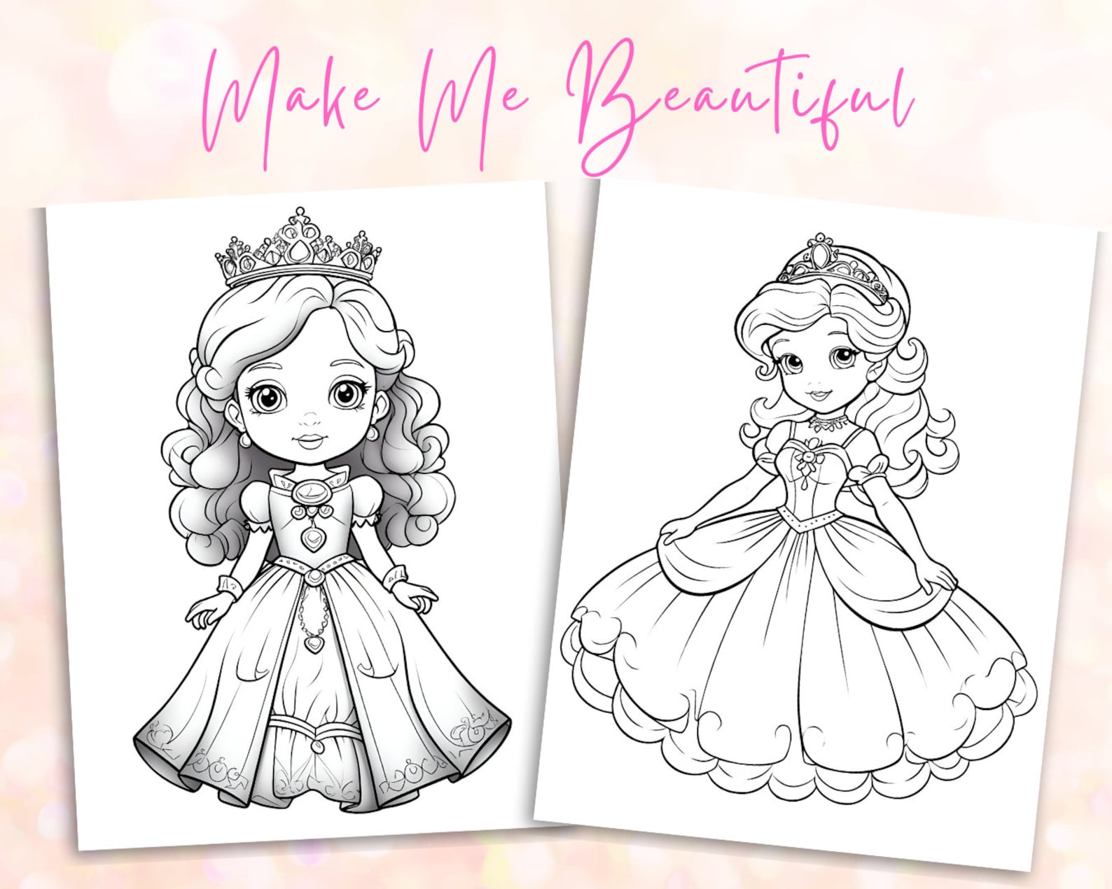Cute Princess Coloring Book, 18 Little Princess Coloring Sheets ...
