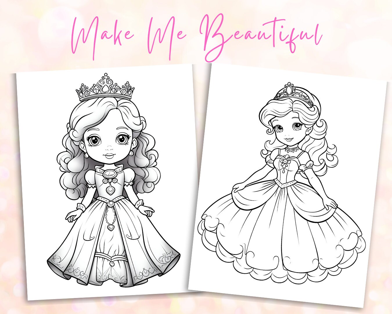Cute Princess Coloring Book, 18 Little Princess Coloring Sheets ...