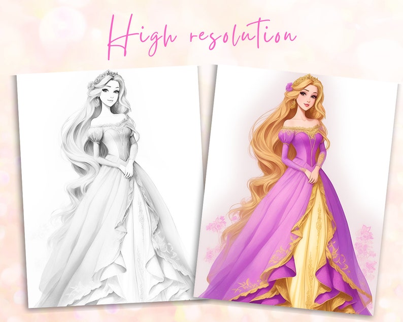 11 Fairytale Princess Coloring Pages + 11 Full Color Pages,girls ...