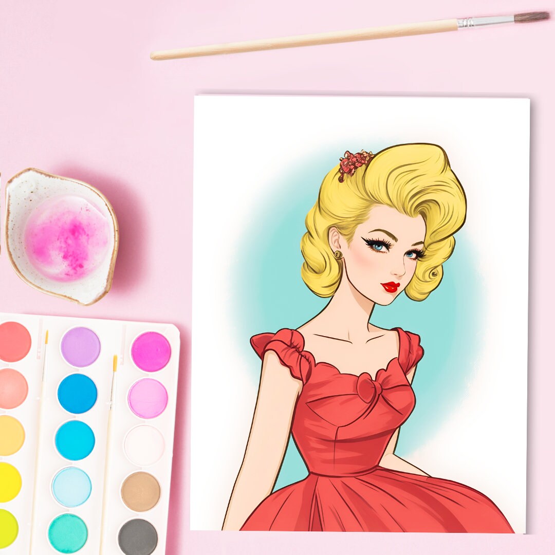 Vintage 1950s Hairstyle Fashion Coloring Book | 12 Stunning Pages ...