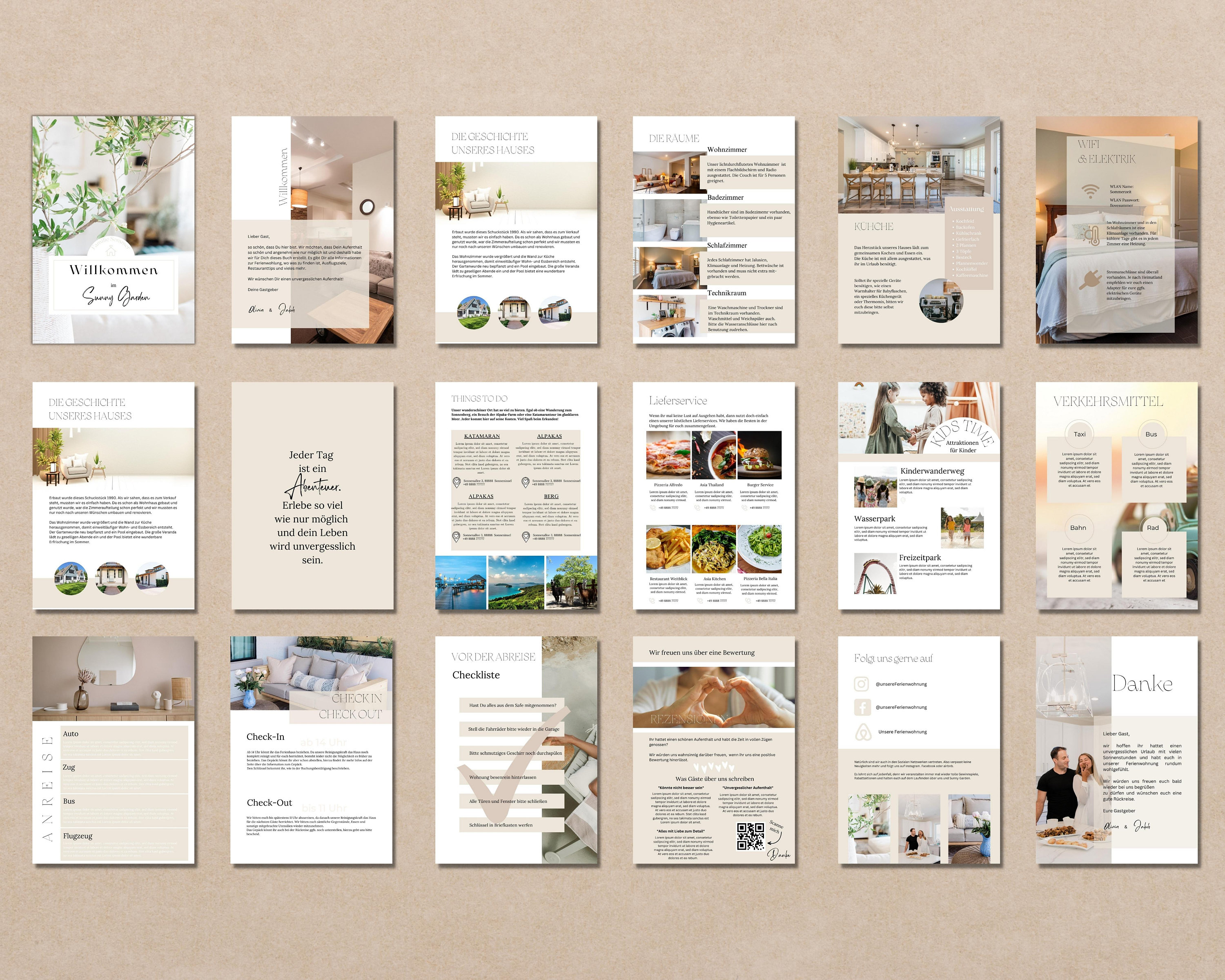 Airbnb Welcome Book Beige Canva Template Guest Folder Customizable 40 ...