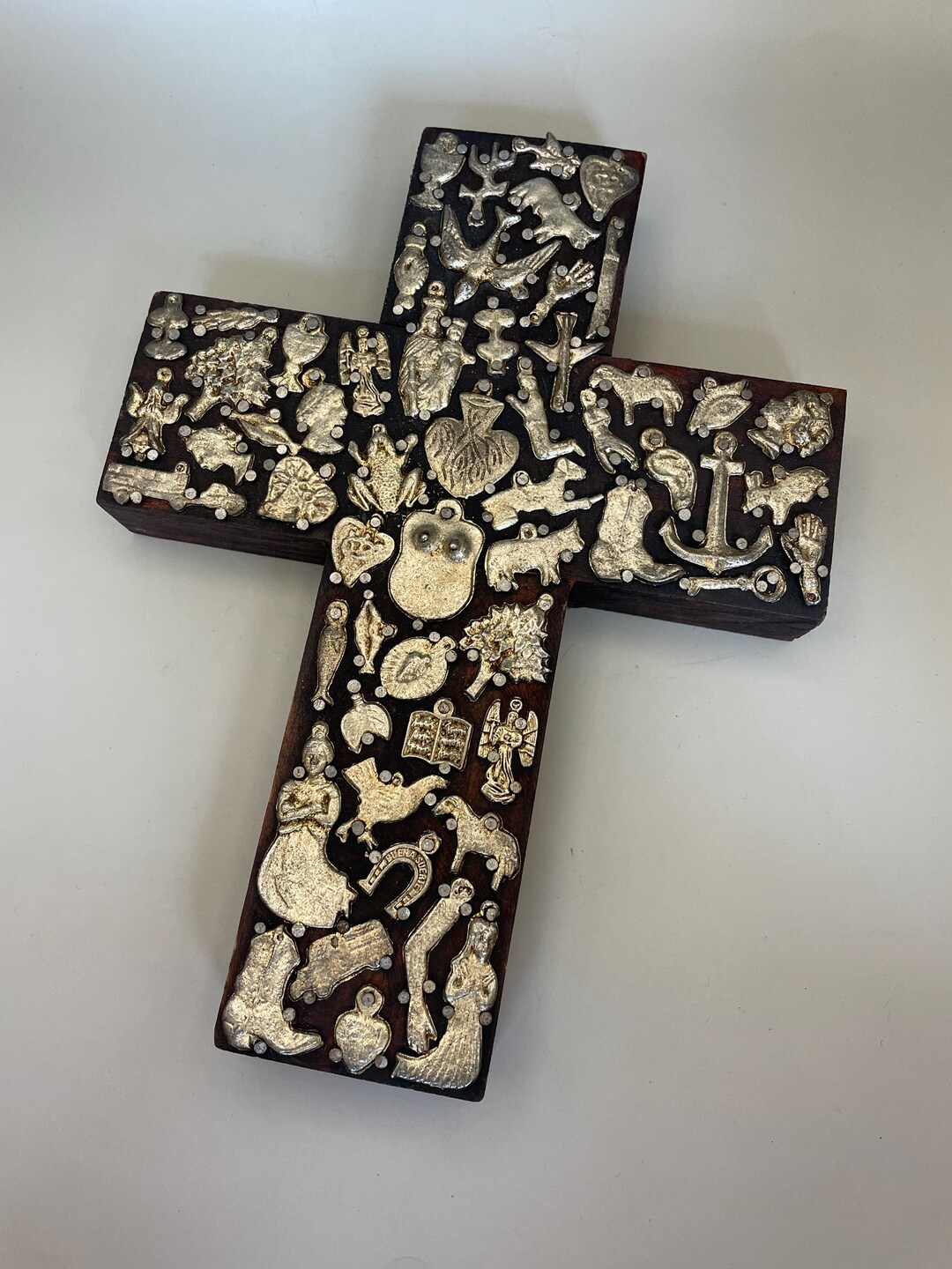 Vintage Mexican Folk Art Milagros Cross: Estela Ogazon Style Wooden ...