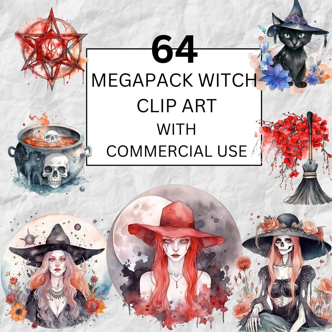 64 Witch Clipart Bundle | PNG | Beautiful Gothic Fantasy Clip Art ...