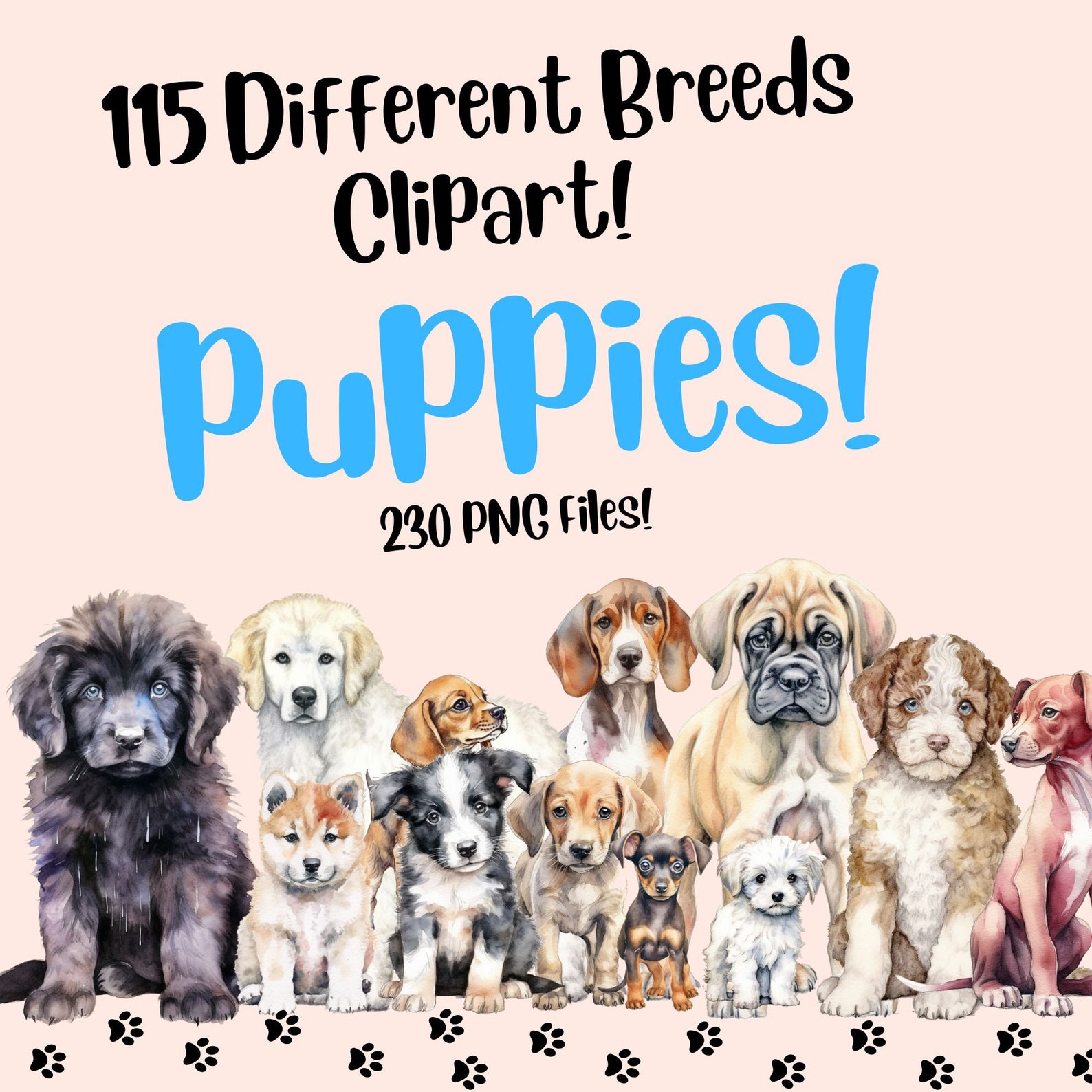 230 PNG Watercolor Puppies Clipart, Dog Transparent PNG Bundle, Dog ...
