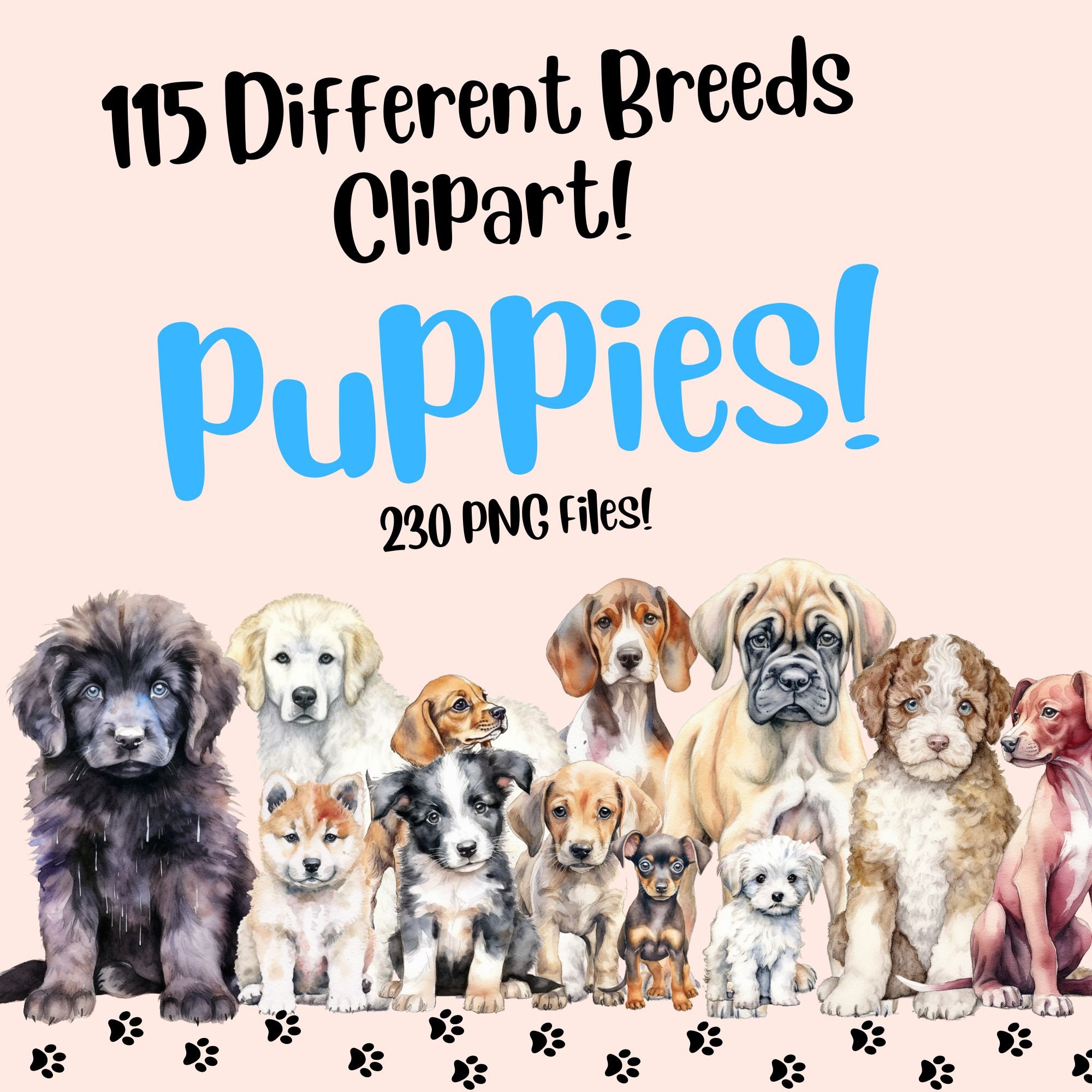 230 PNG Watercolor Puppies Clipart, Dog Transparent PNG Bundle, Dog ...