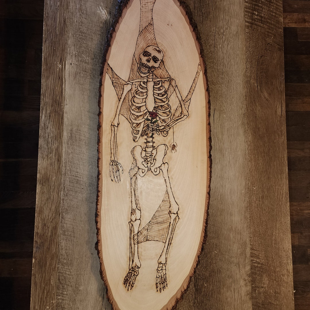 Halloween Woodburning "fly Trapped" Skeleton Spiderweb - Etsy