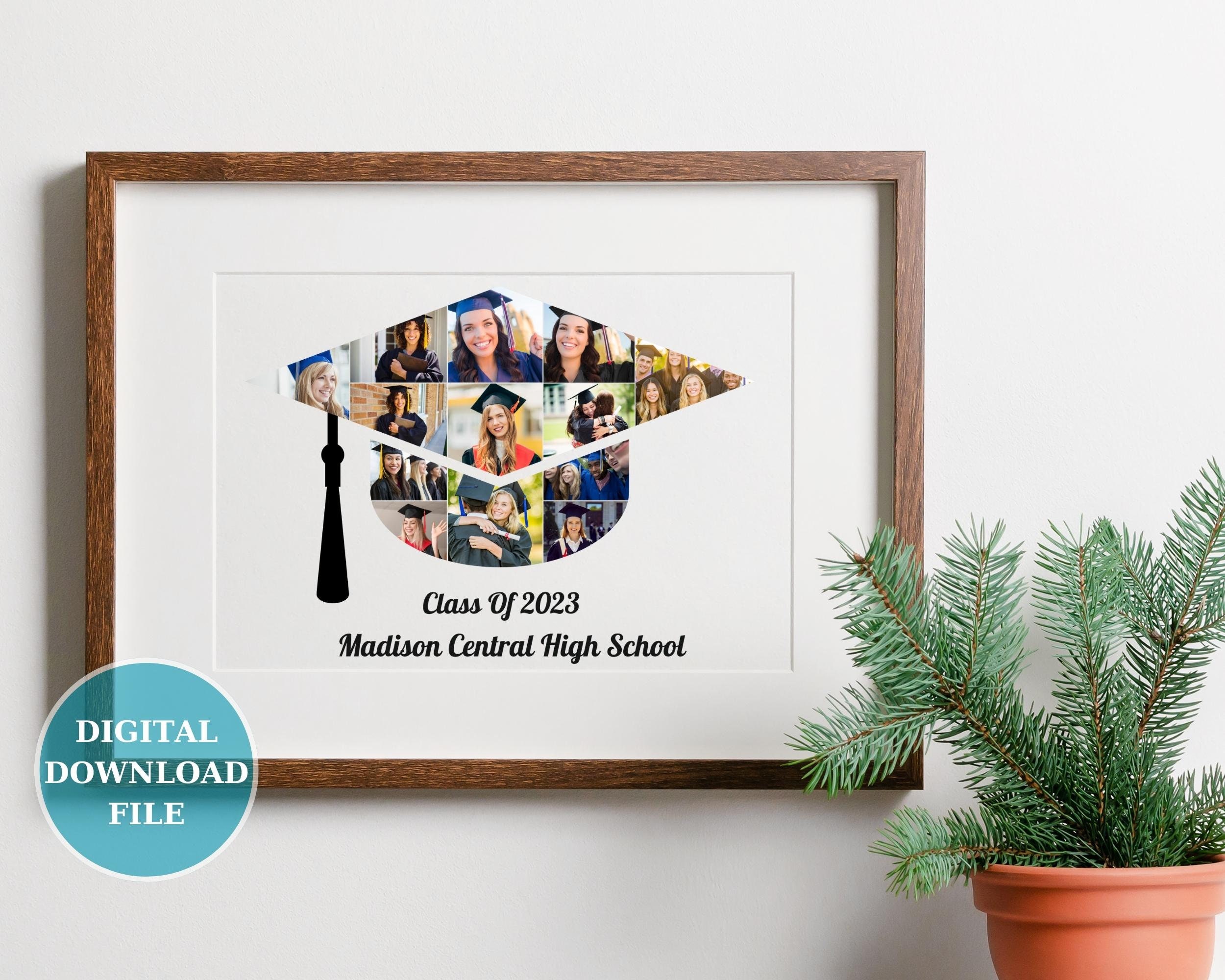 PRINTABLE Graduation Photo Collage, Graduation Gift, Graduation Cap ...