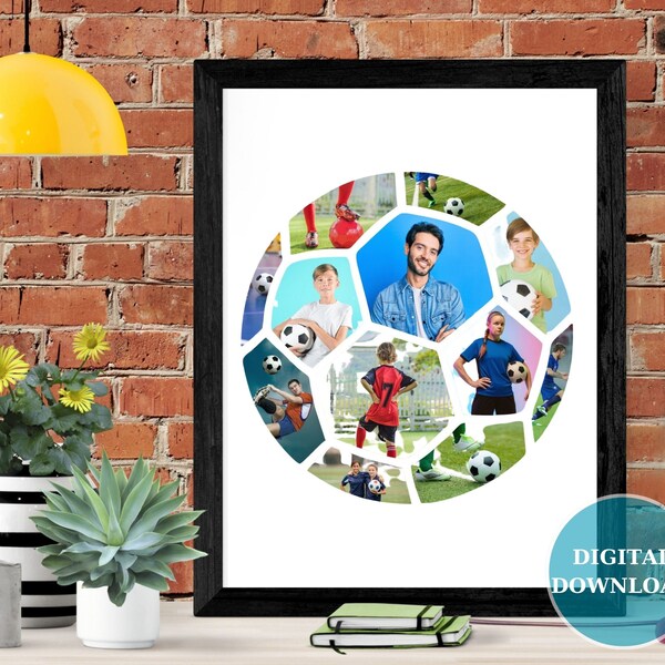 Soccer photo collage template - Etsy Nederland