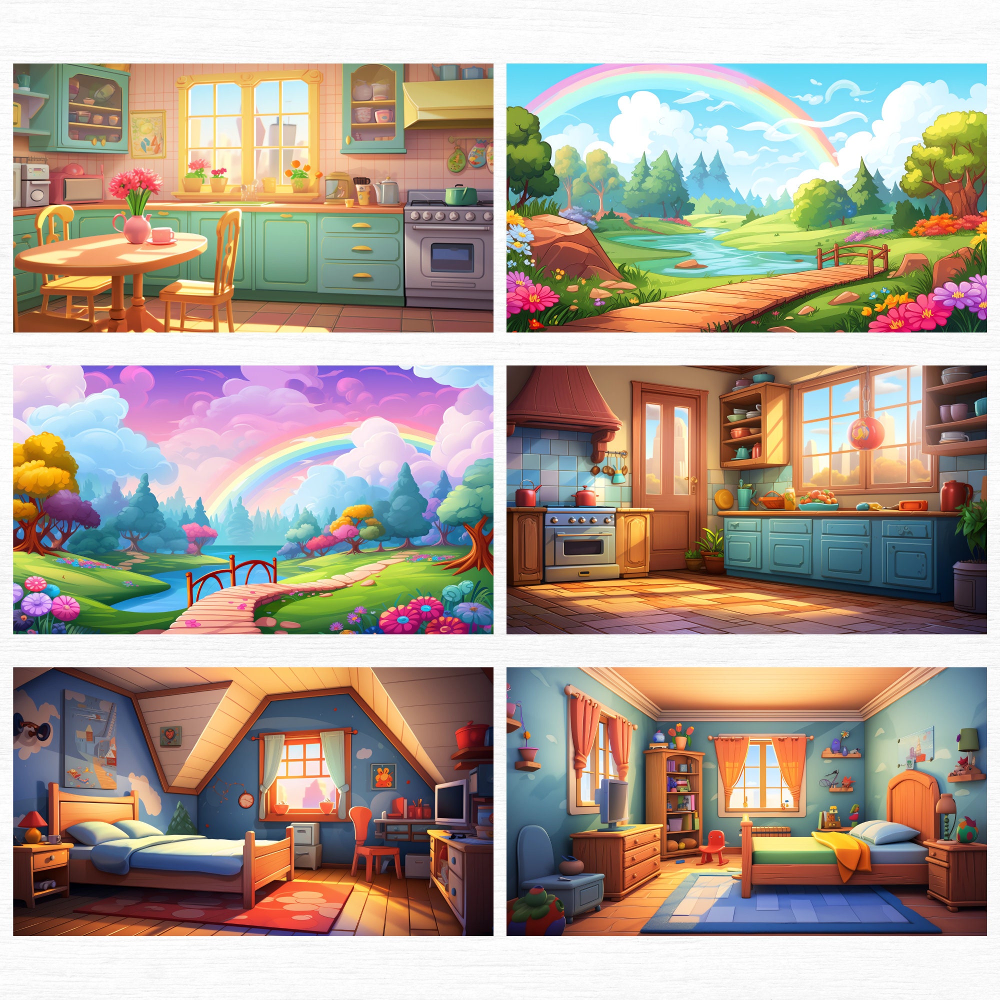 Storybook Magic Digital Pack 67 Cartoon Background for Children's Book ...