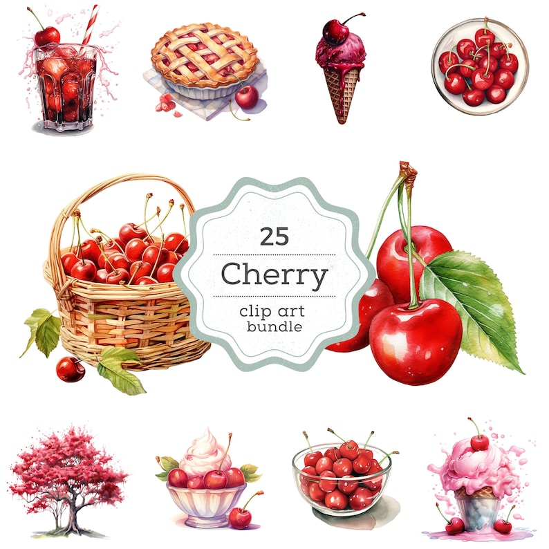 25 Juicy Cherry Theme Clipart With Transparent Background - Etsy