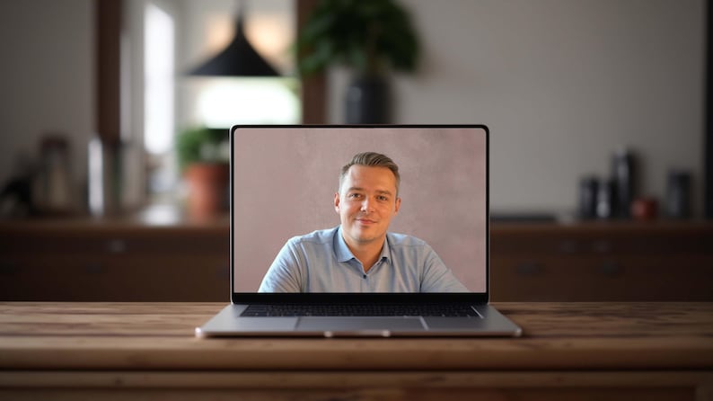 Light Salmon Virtual Background | Professional Home Office (digital ...