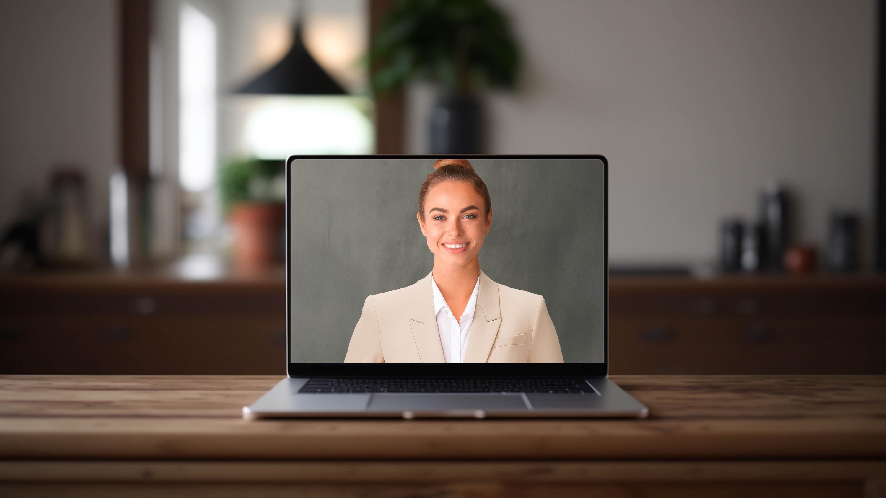 Professional Gray Wall Zoom Background | Minimalist Home Office ...