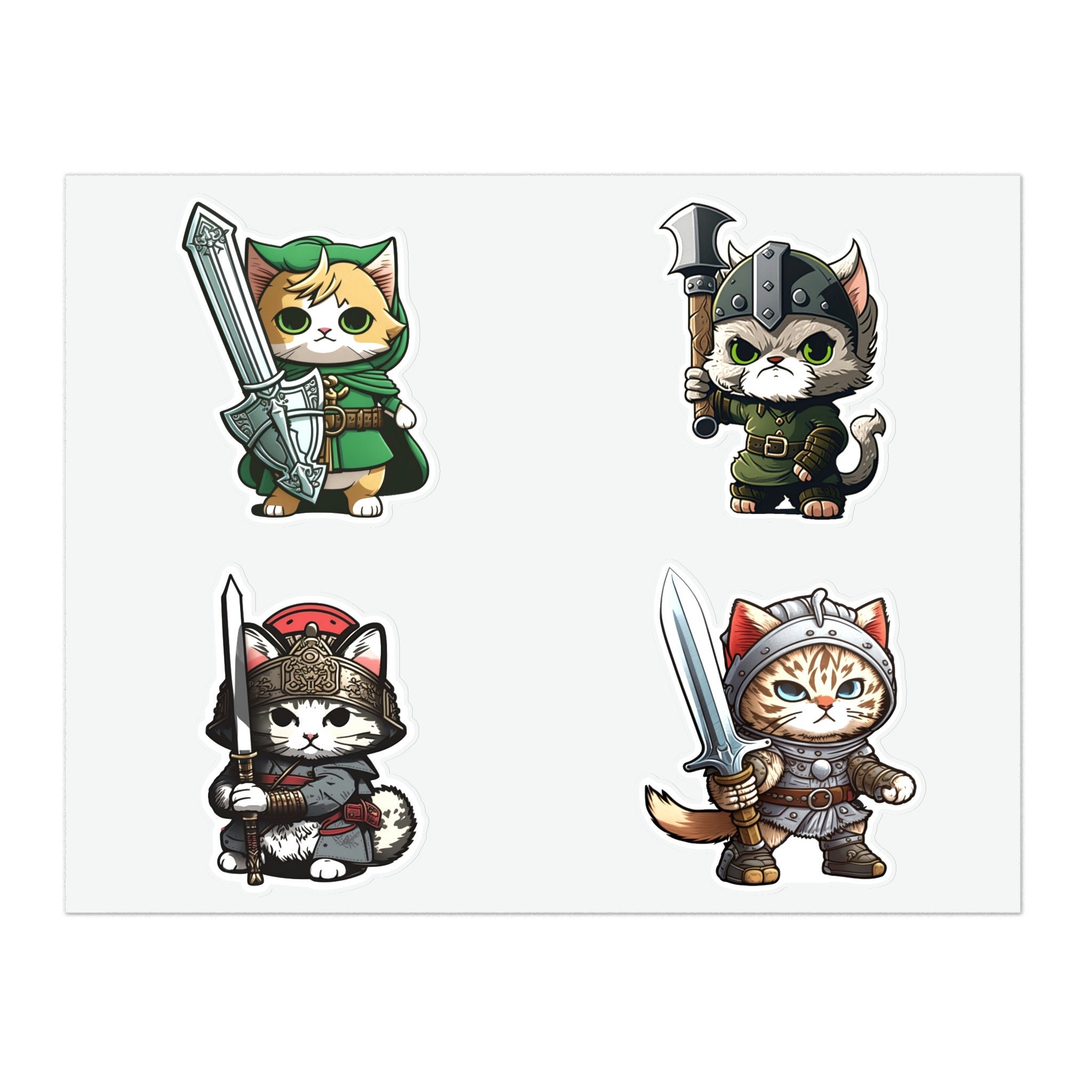 Cat Warrior Dnd Vinyl Stickers 4 Pack V2 Dungeons and Dragons ...