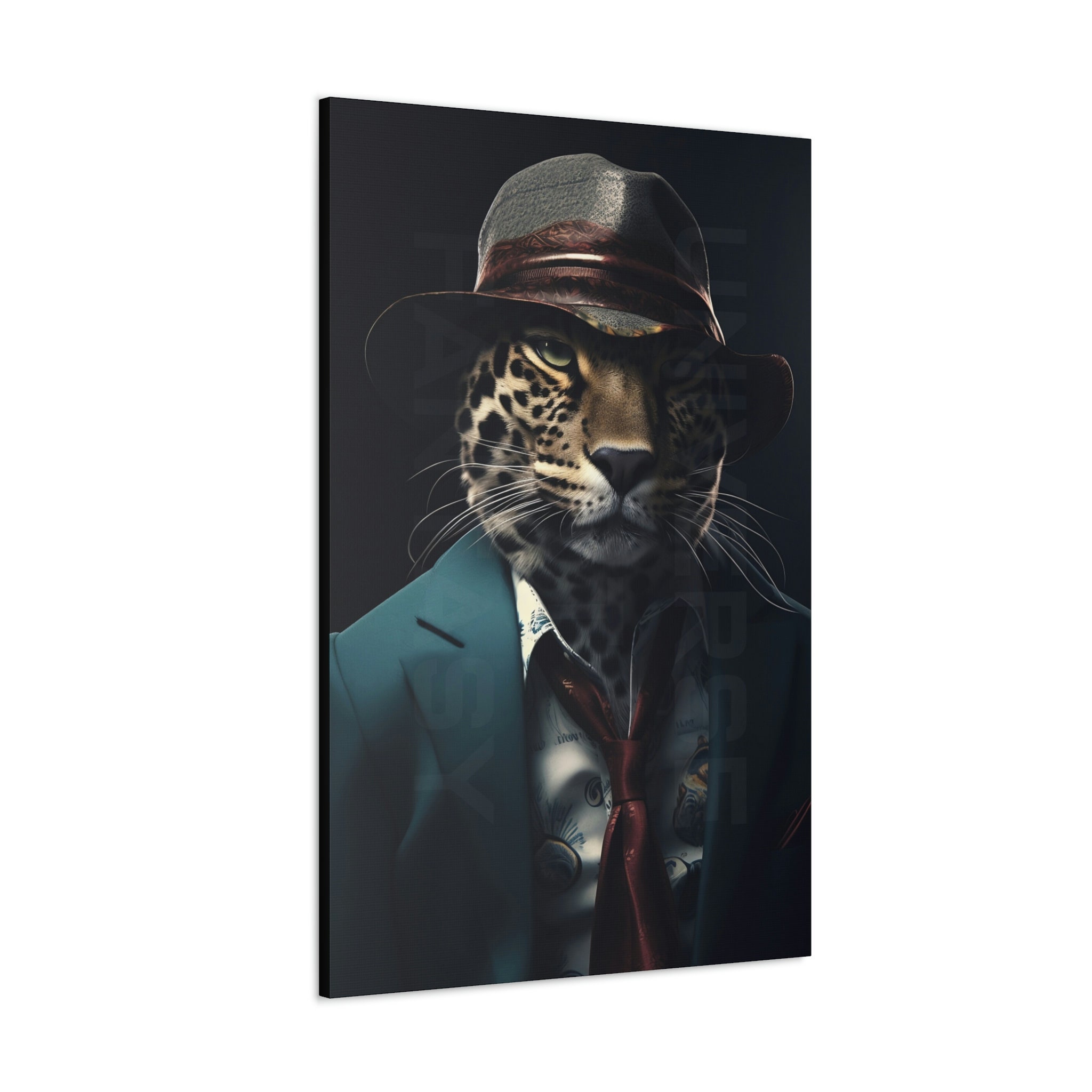 Jaguar Mafia Canvas Print Portrait V3 - Cat in Suit Wall Decor, Bed ...