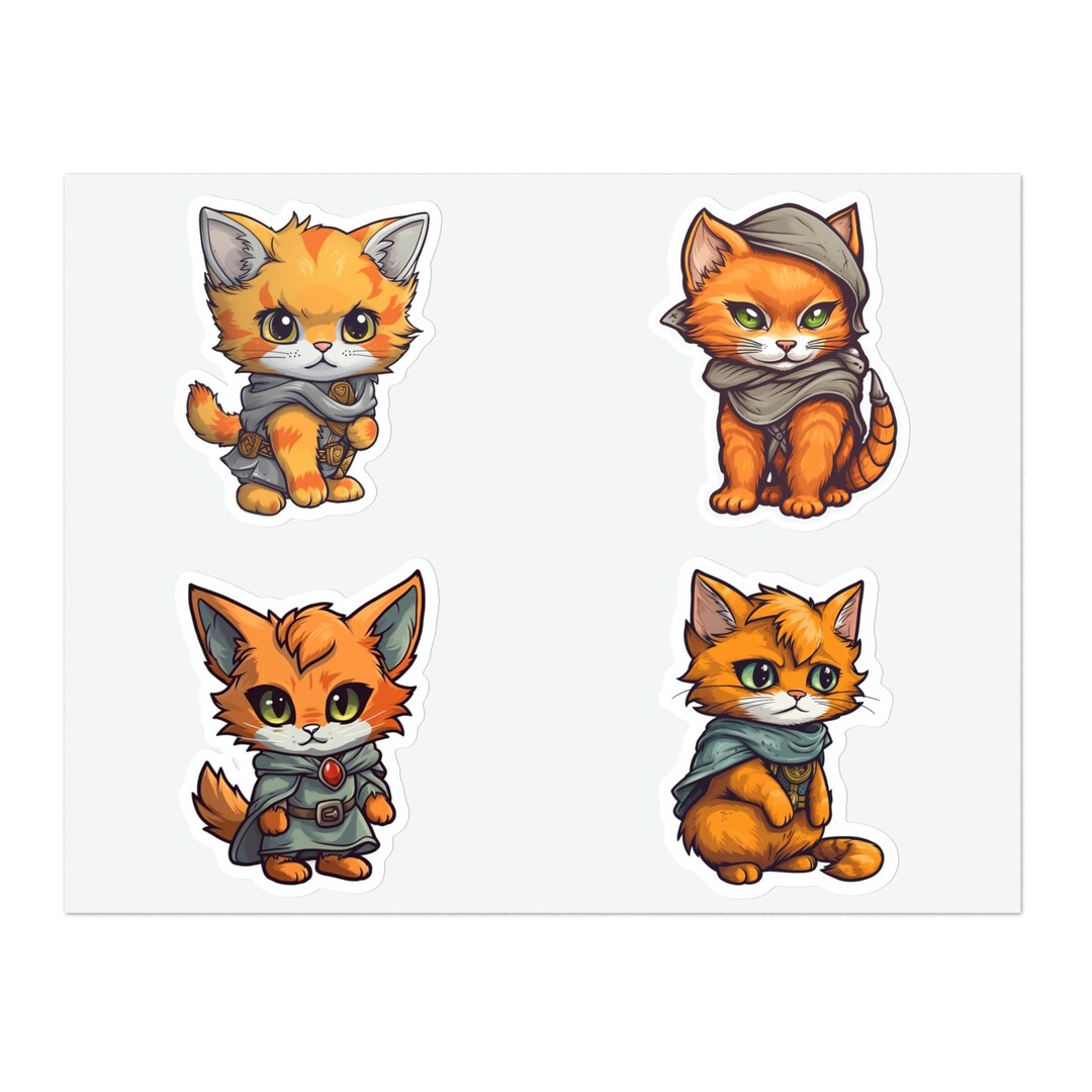 Orange Cat Rouge Dnd Vinyl Stickers (4 Pack) V2 - Dungeons and Dragons ...