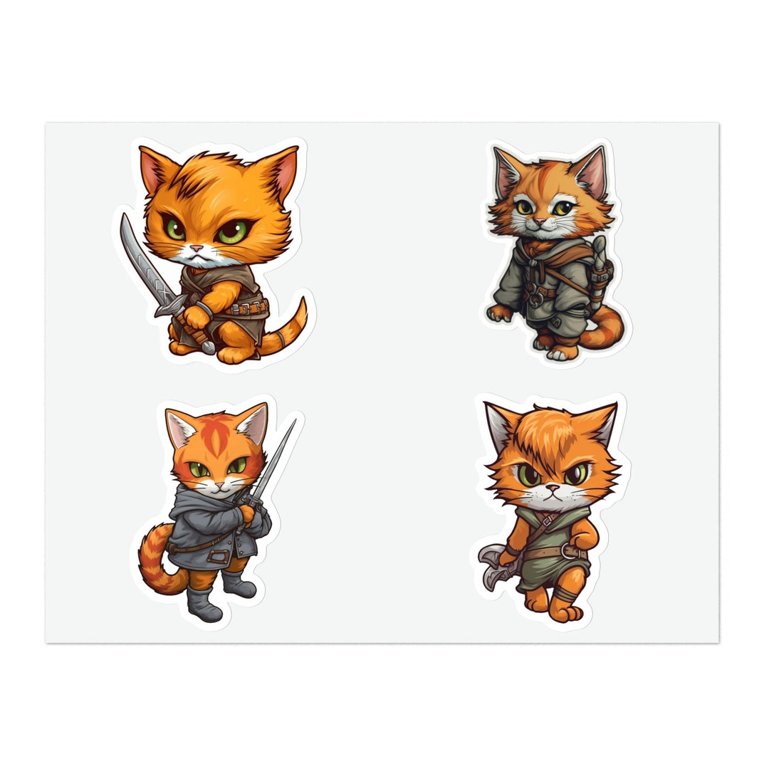 Orange Cat Rouge Dnd Vinyl Stickers 4 Pack V1 Dungeons and Dragons ...