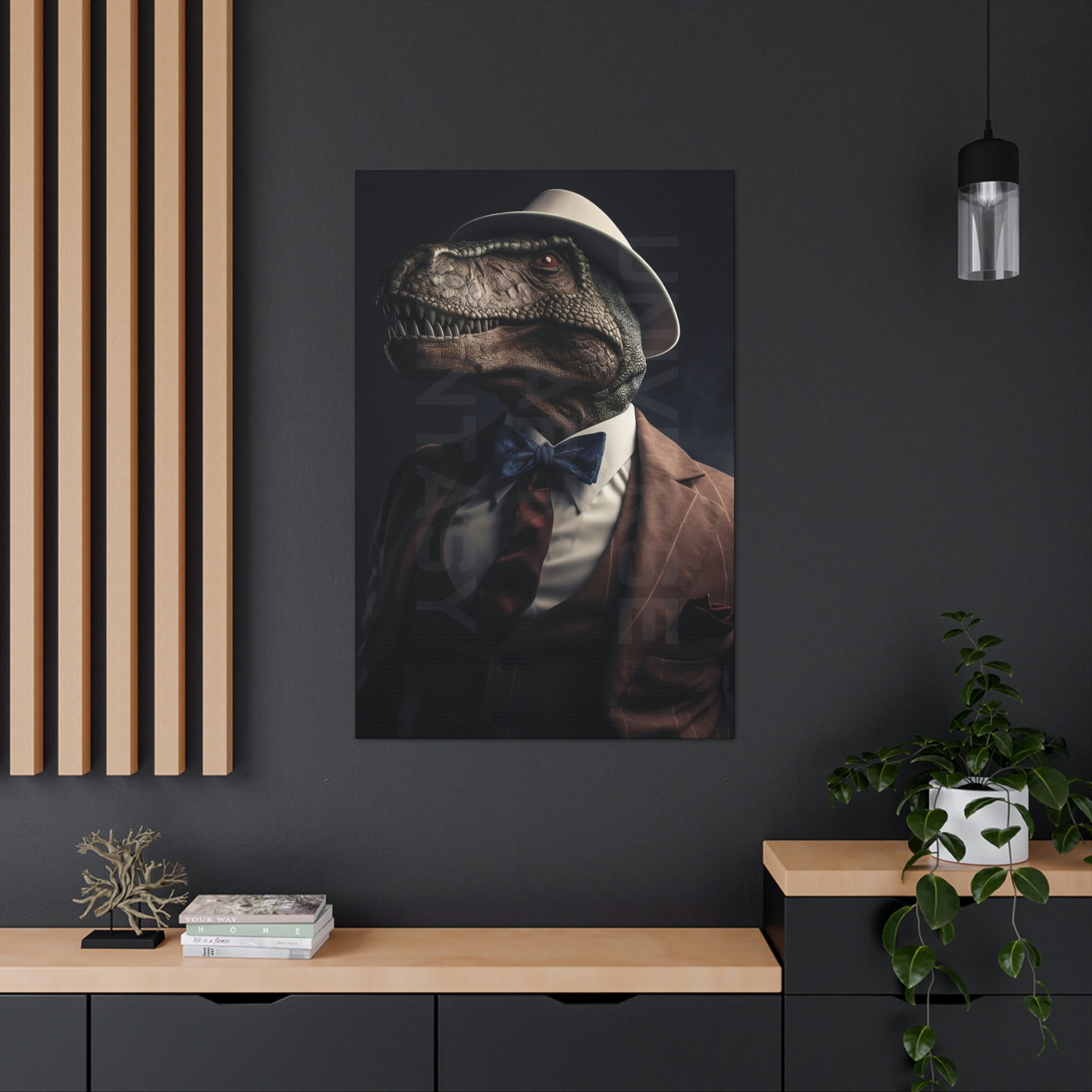 T-rex Mafia Canvas Print Portrait - Tyrannosaurus Rex Wall Decor, Bed ...