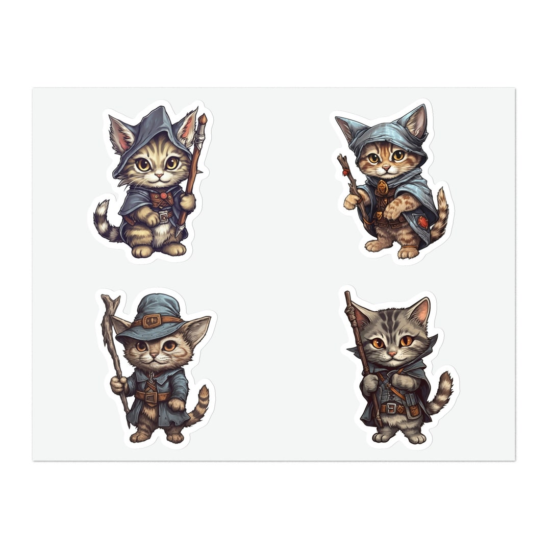 Cat Sorcerer Dnd Vinyl Stickers (4 Pack) V1 - Dungeons and Dragons ...