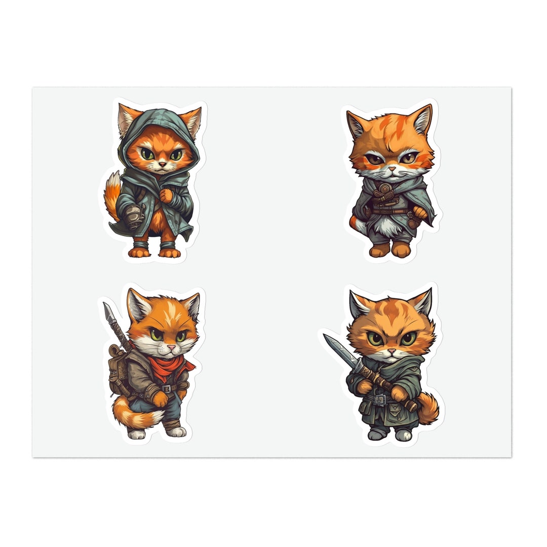 Orange Cat Rouge Dnd Vinyl Stickers 4 Pack V3 Dungeons and Dragons ...
