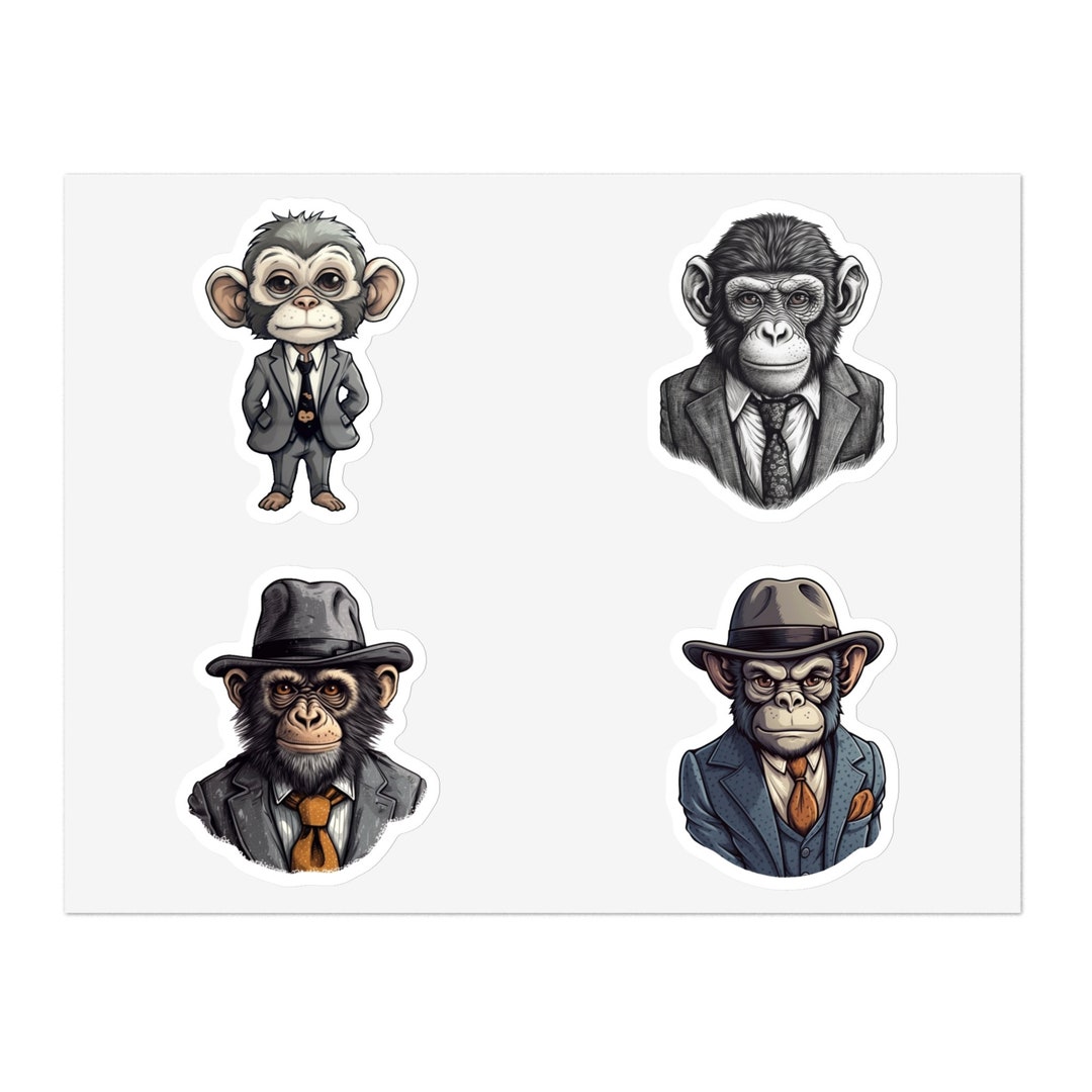 Monkey Suit Vinyl Stickers (4 Pack) V2 - Professional Ape Sticker ...