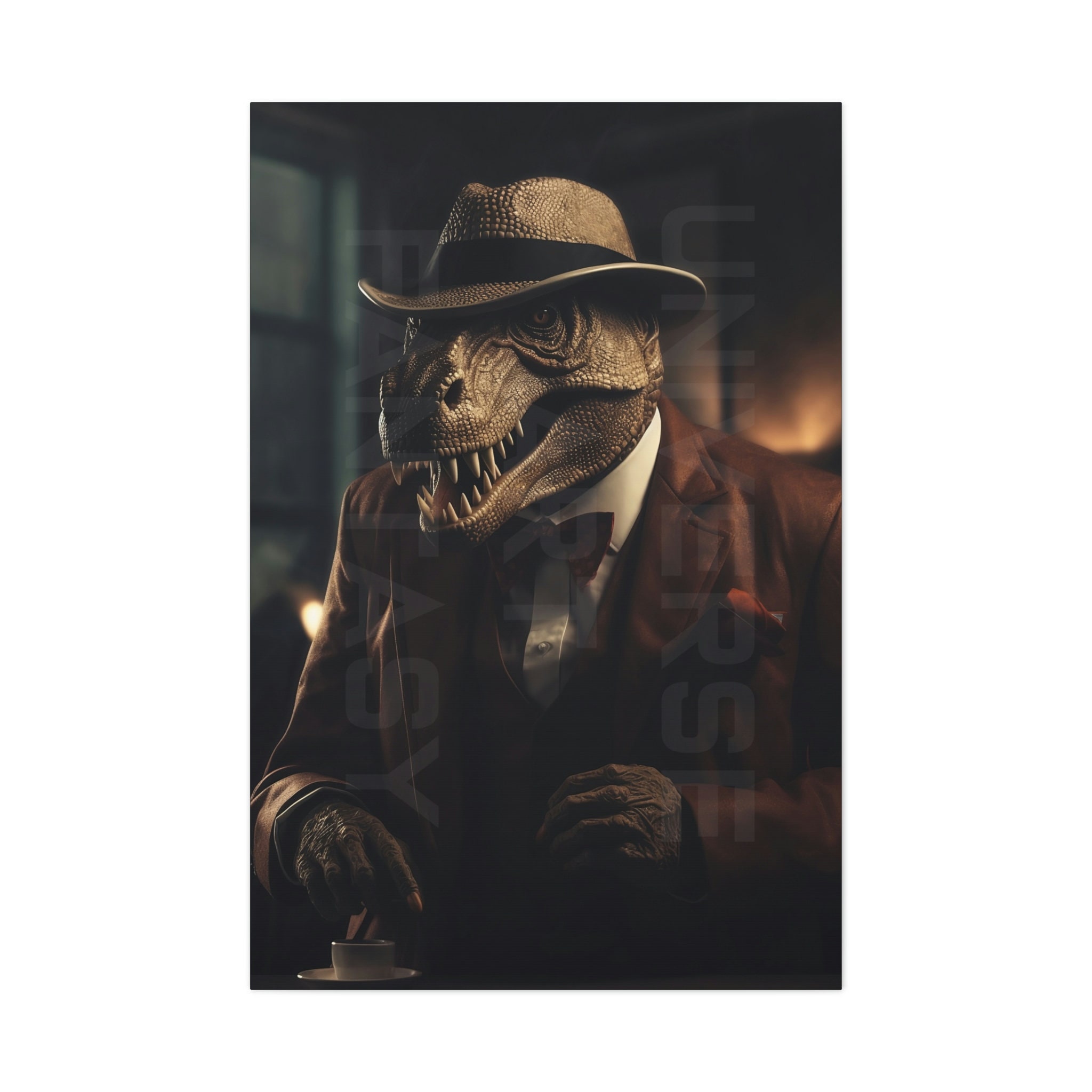 T-rex Mafia Canvas Print Portrait V2 - Tyrannosaurus Rex Wall Decor ...