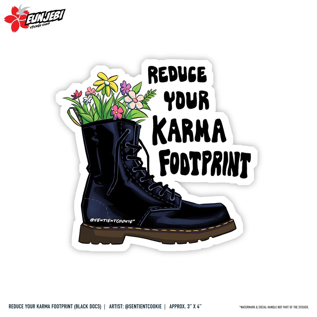Black Doc Martens Boots Sticker, Reduce Your Karma Footprint by ...