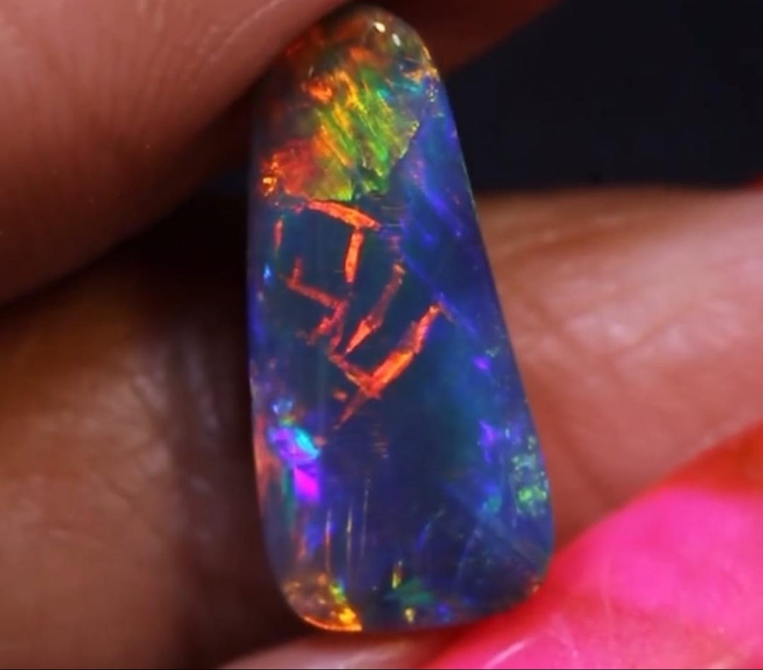 Unique Black Opal With Rare Script/chinese Writing Pattern From ...