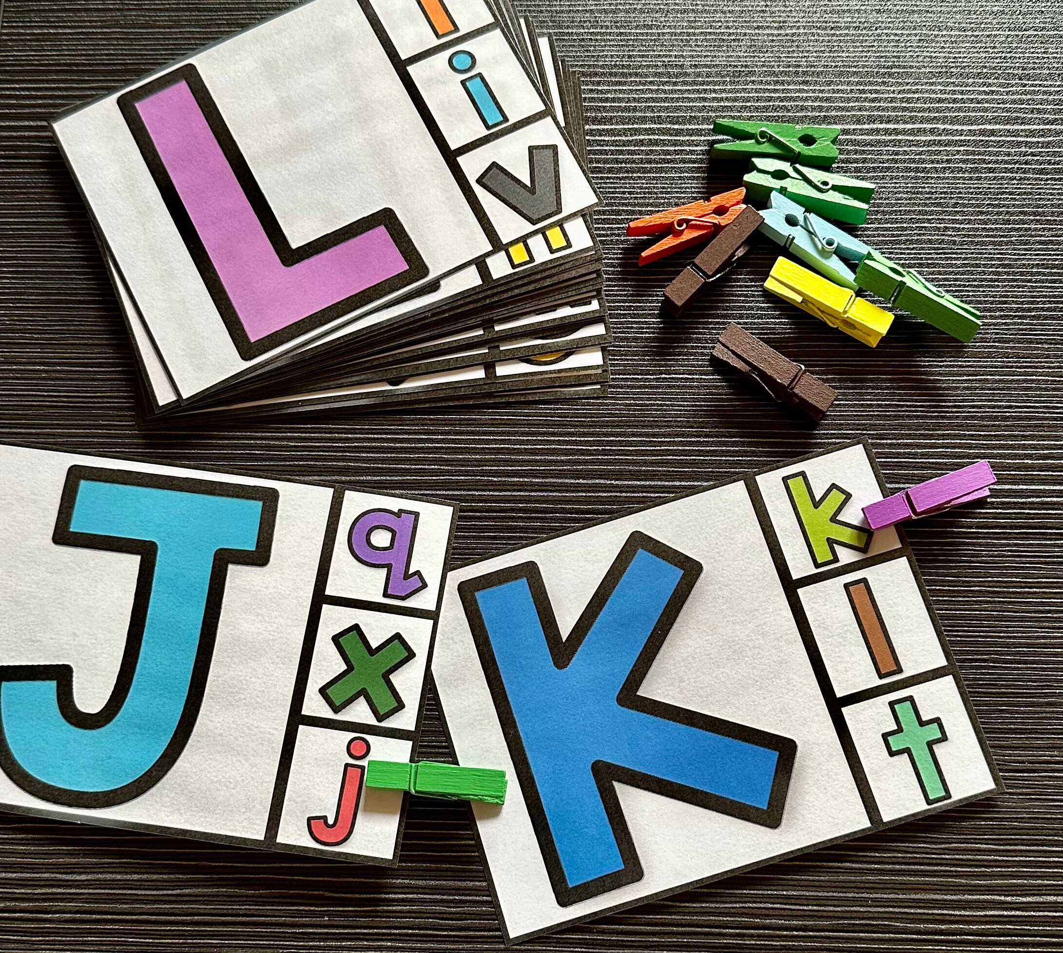 Uppercase to Lowercase Letter Matching Printable Clip Cards - Etsy