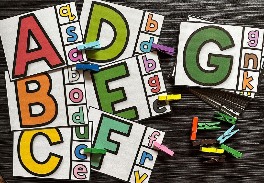 Uppercase to Lowercase Letter Matching Printable Clip Cards - Etsy