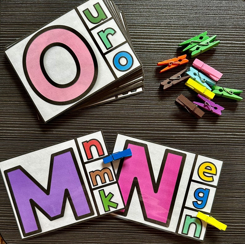 Uppercase to Lowercase Letter Matching Printable Clip Cards - Etsy