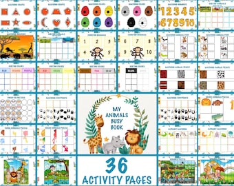 Jungle Animal Busy Book, Busy Book Printable, Printable Busy Book ...