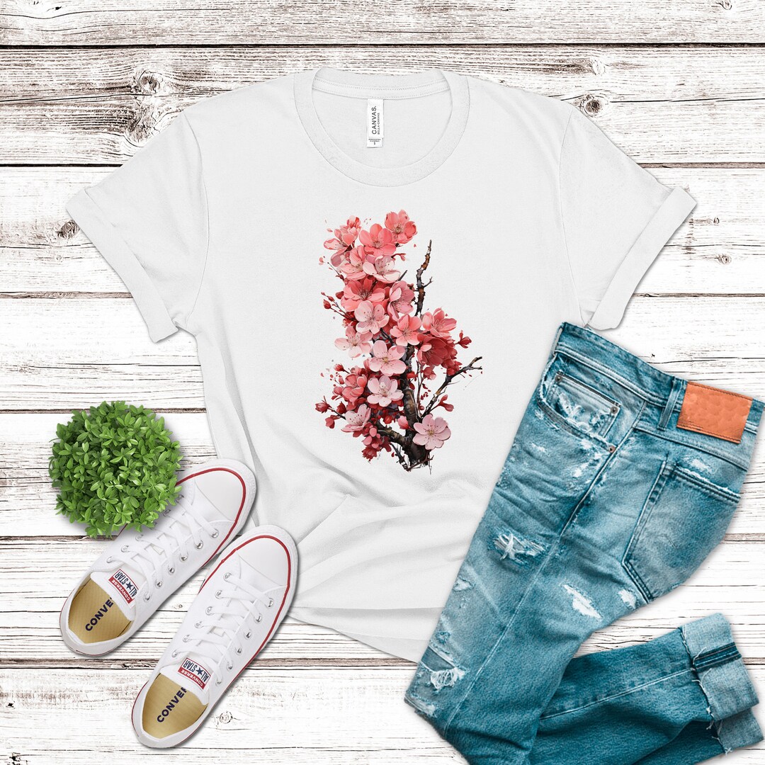 Cherry Blossom T-shirt, Floral T-shirt, Japanese Cherry Blossoms ...
