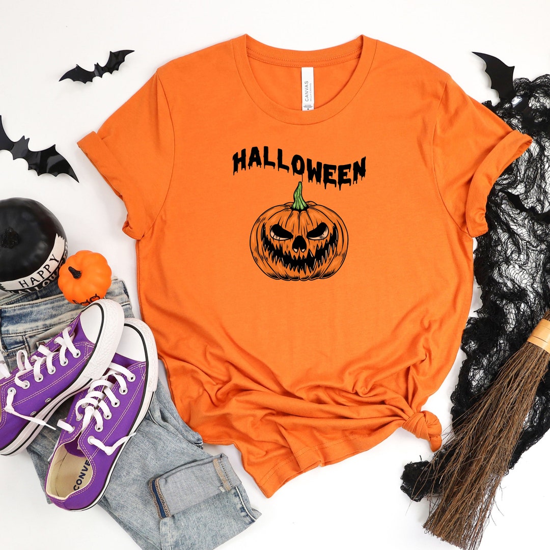 Halloween Jack-o'-lantern T-shirt, Spooky Pumpkin Tee, Jack-o'-lantern ...