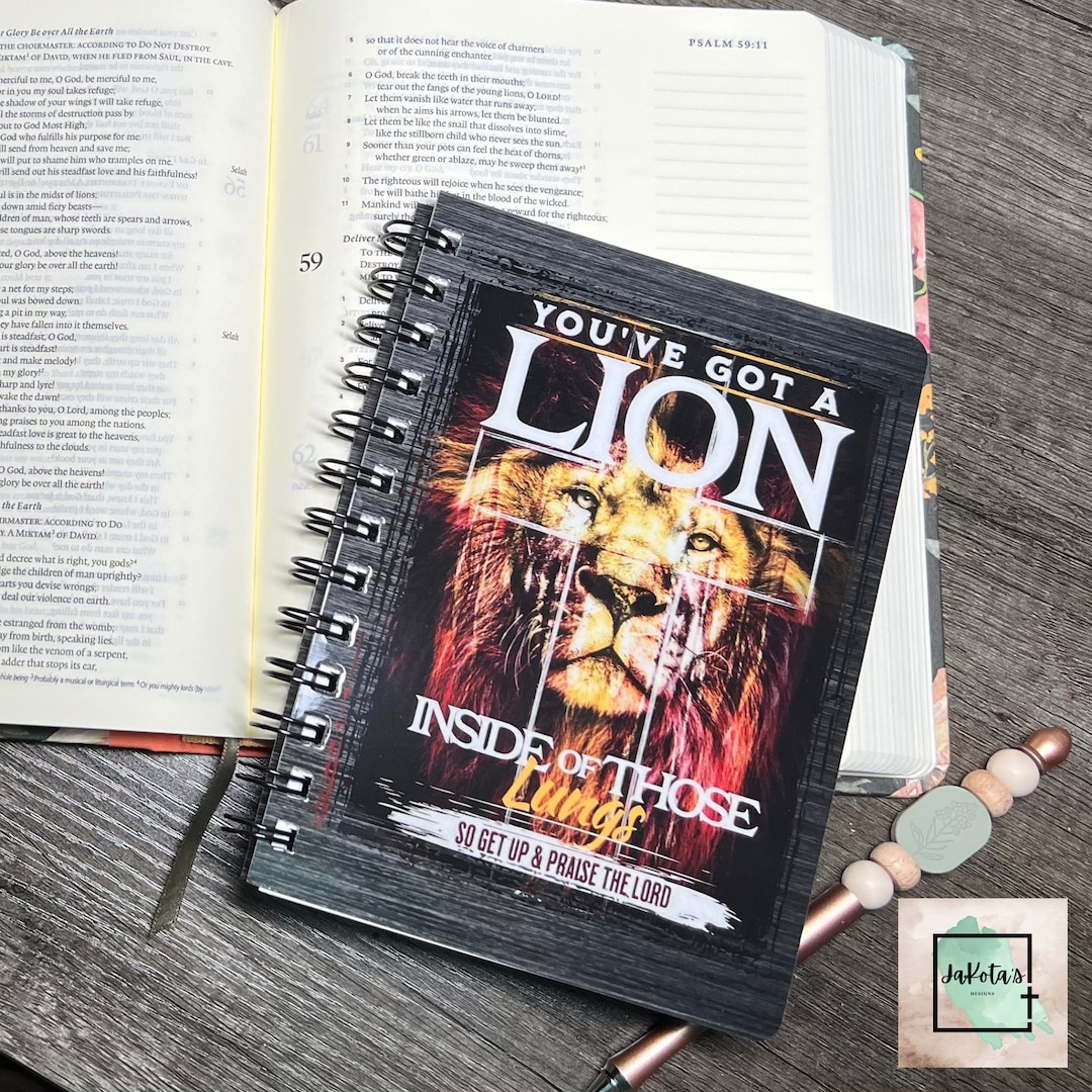 Lion in Your Lungs Spiral Journal, Notebook, Bible Verse, Aesthetic ...