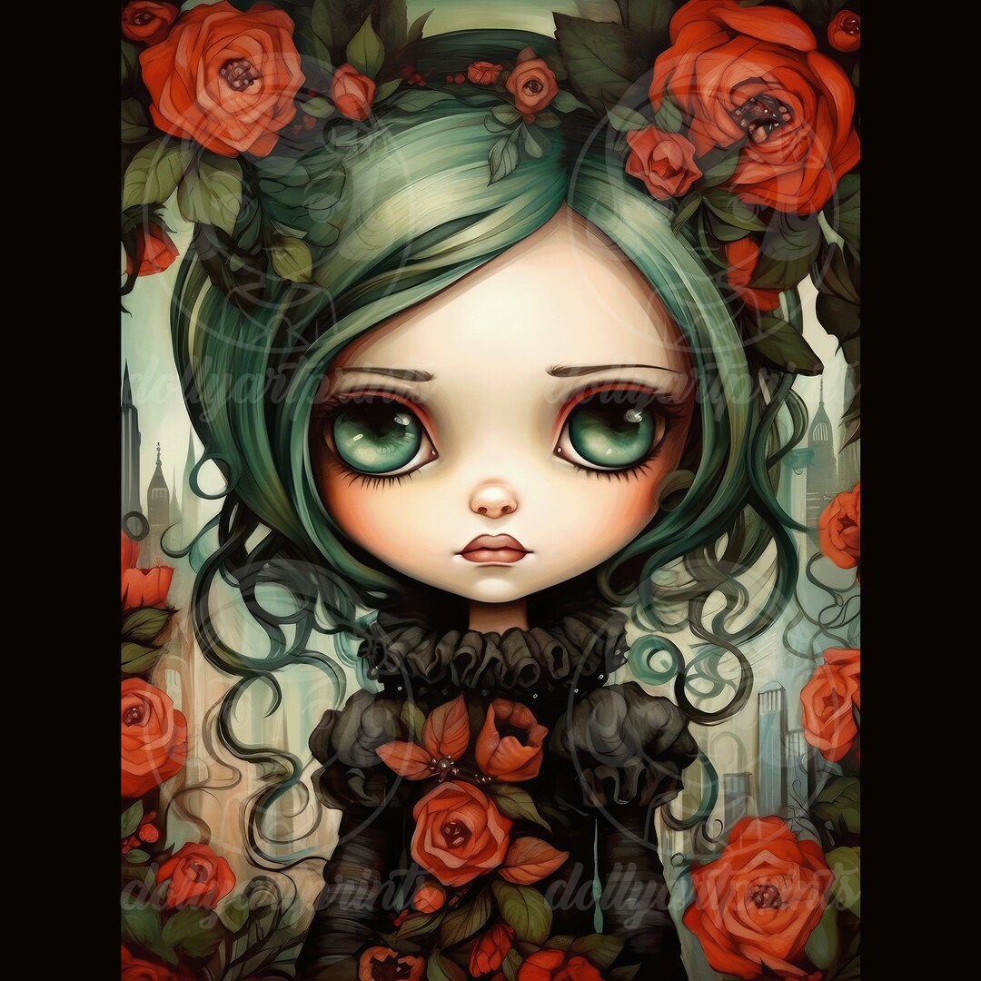 Dark Flower Girl, Emo, Gothic, Retro, Blythe Doll, Digital Art ...