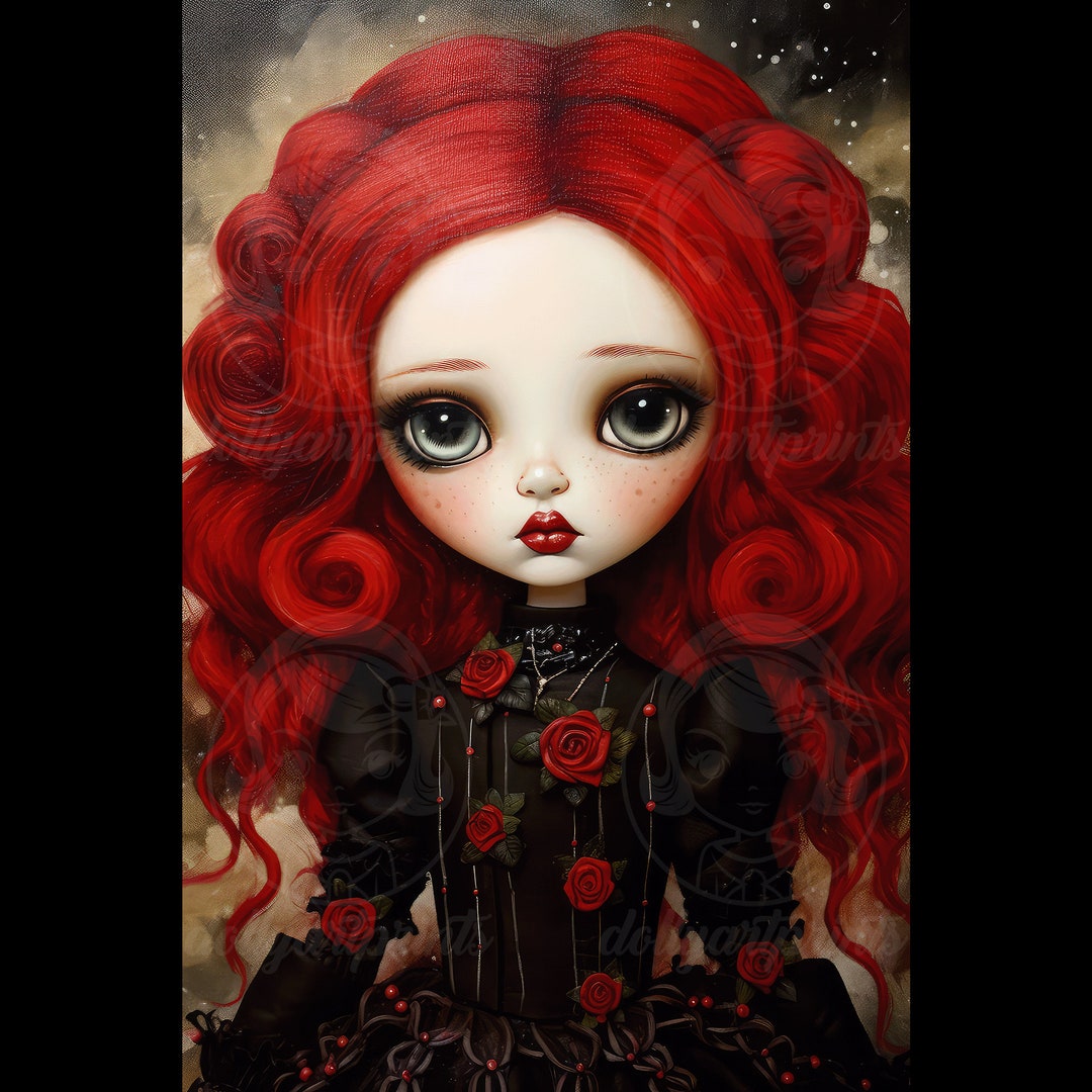 Dark Goth, Gothic, Blythe Doll, Redhead, Mystical, Dark, Digital Art ...