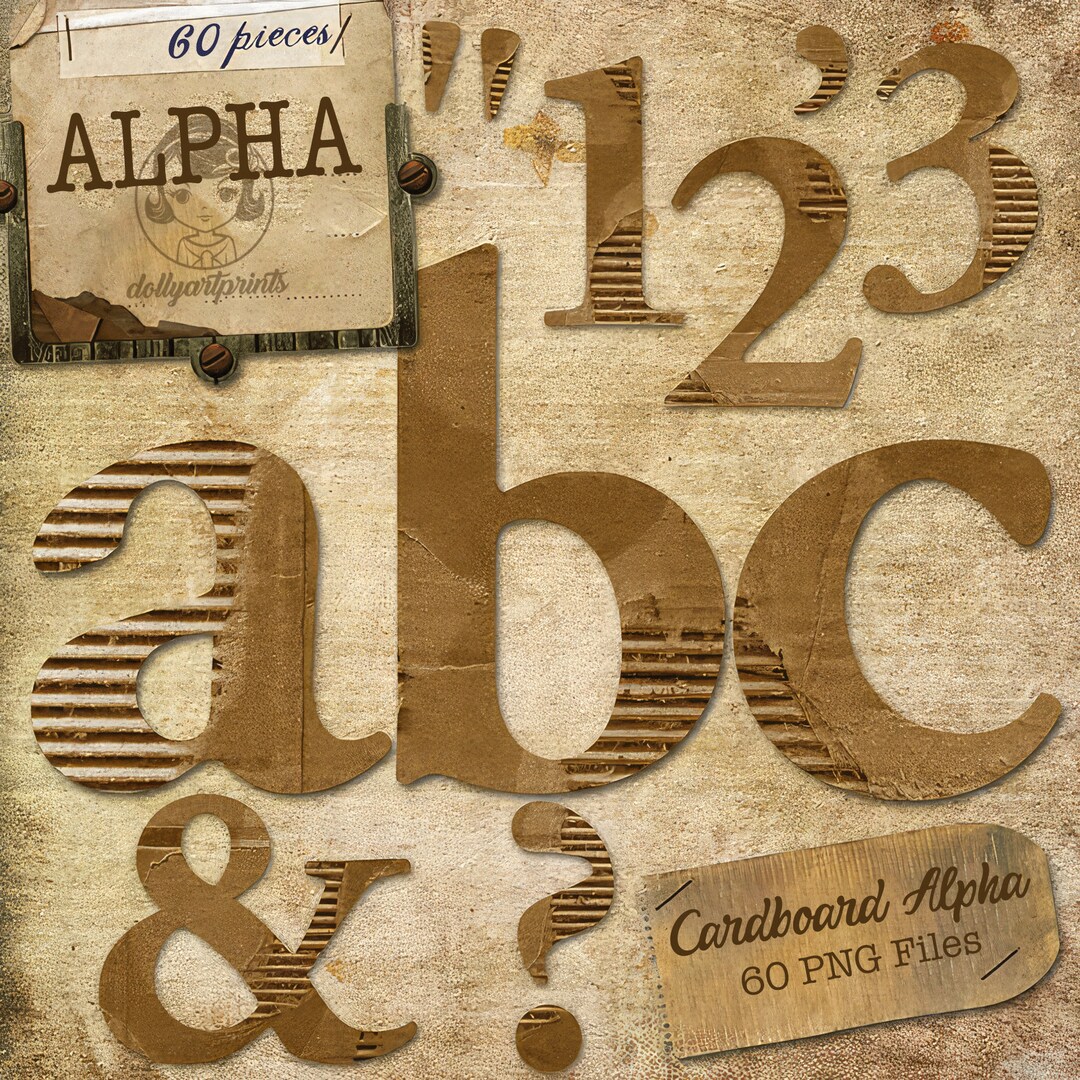 Cardboard Paper Alpha Alphabet Cardboard PNG Files - Etsy