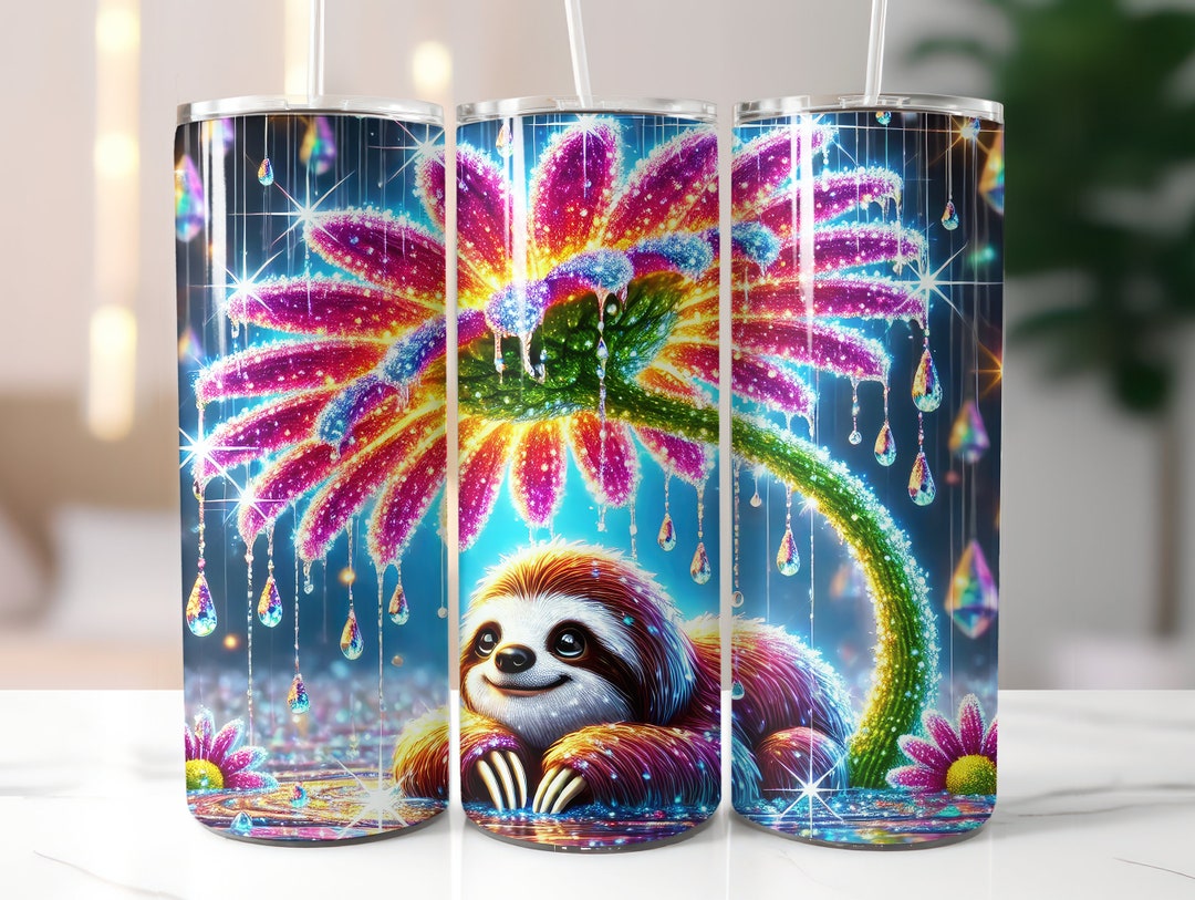 Magic Glitter Diamonds Sloth Tumbler Wrap Sublimation Design Digital ...