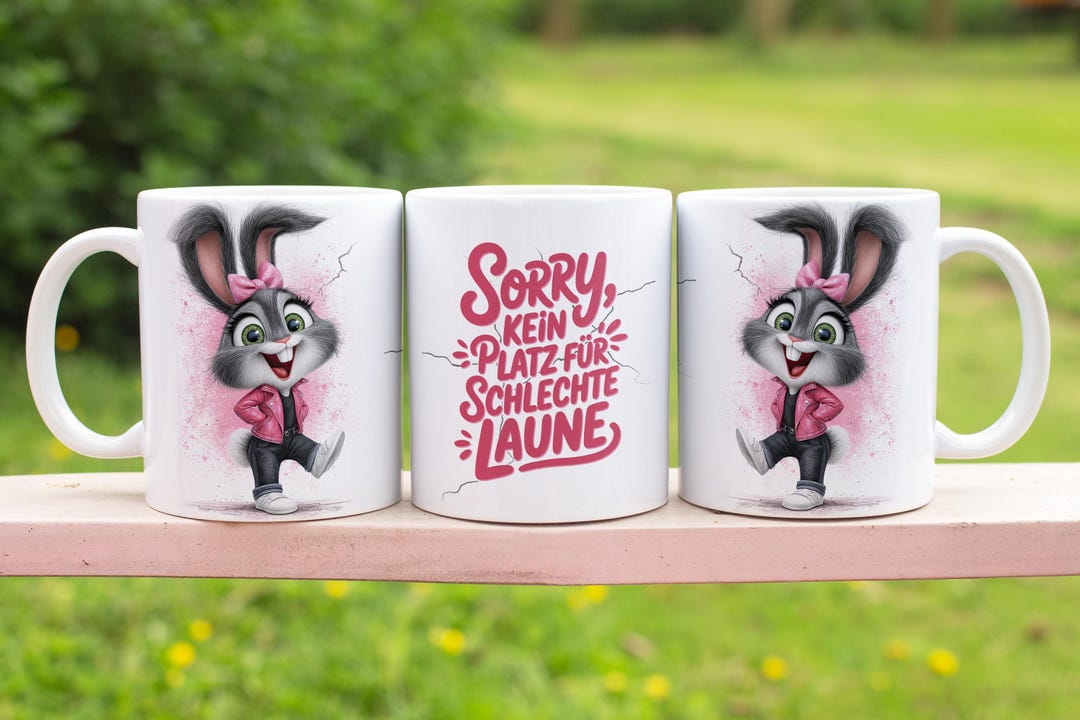 Mug Design: Bunny - Sorry, No Room for Bad Moods! Cute Cartoon Bunny ...