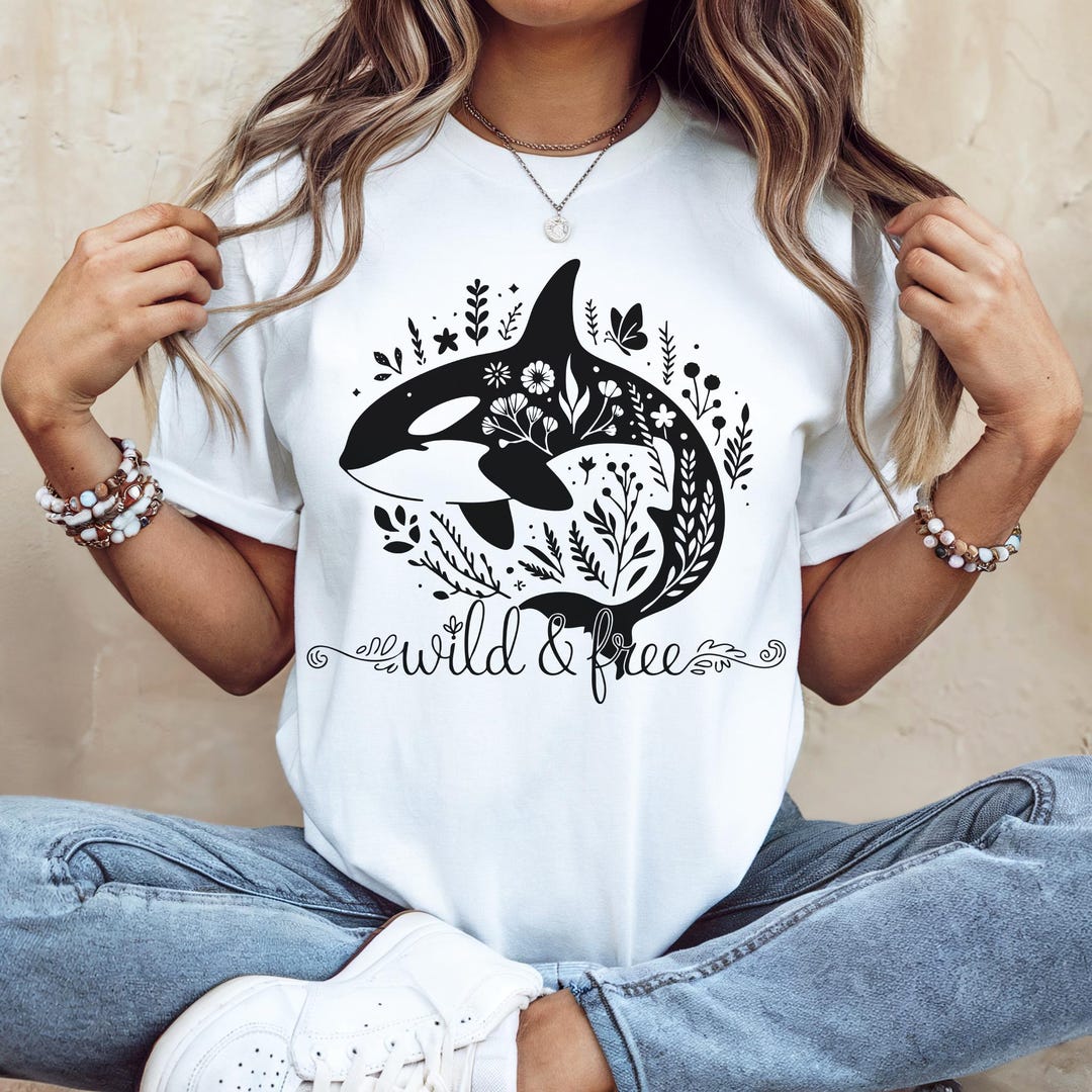 Orca Whale With Flowers Wild & Free – SVG PNG DXF – Plotter File ...