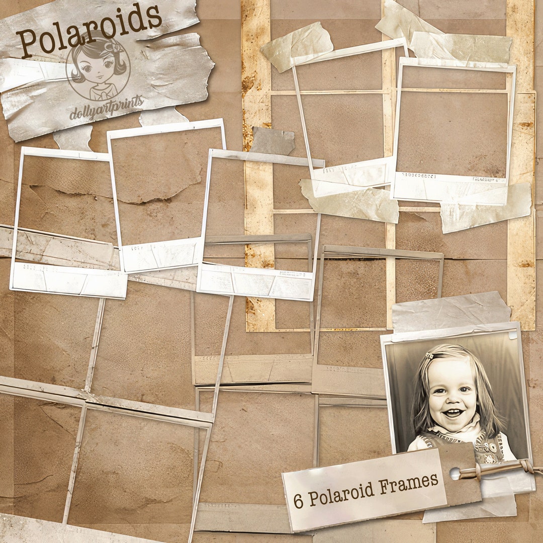 6 Vintage Polaroid Paper Frames Cardboard PNG Printable - Etsy