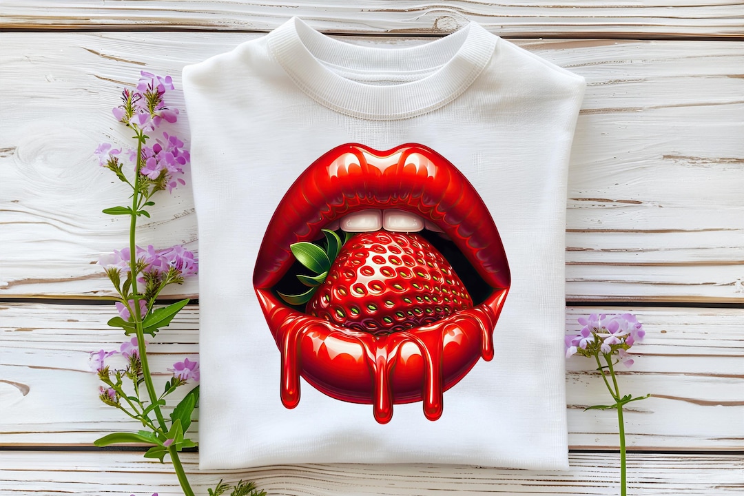 Mouth With Strawberry Red Lips Sublimation Design Digital Art Digital ...