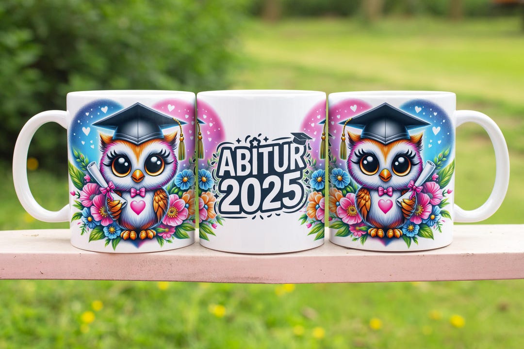 Abitur 2025 Cute Owl With Saying German Abi 11 Oz Mugs Wrap Sublimation ...