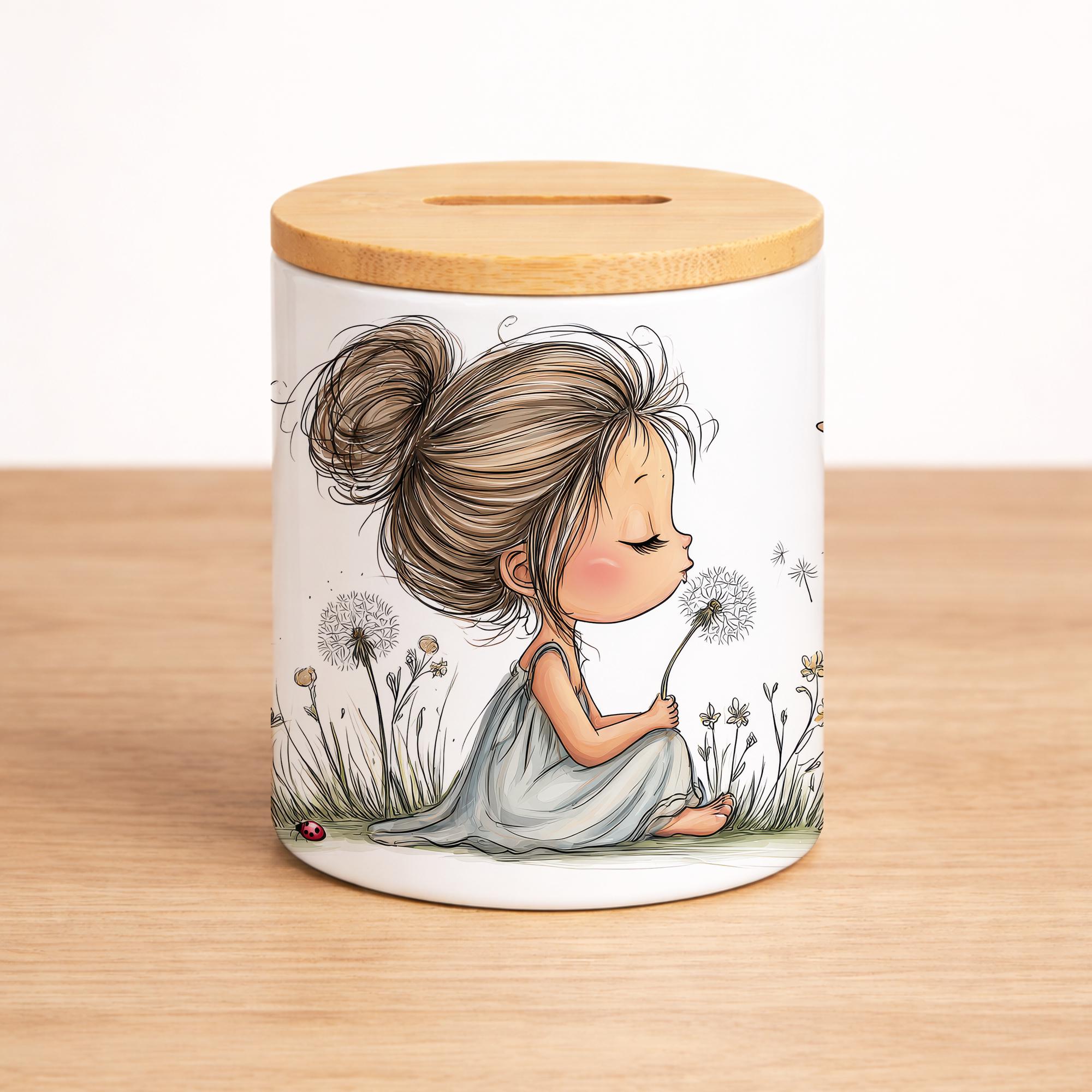 Money Box Design, Wish Fulfiller, Girl With Dandelion & Teddy Bear ...