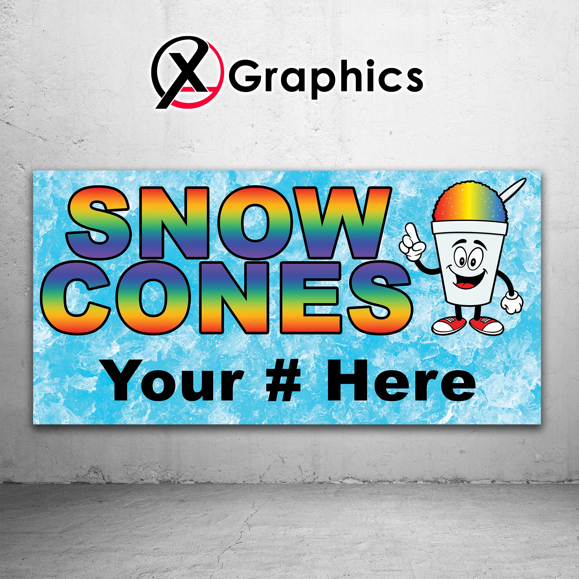 Snow Cones 13 Oz Heavy Duty Vinyl Banner Sign With Metal Grommets ...