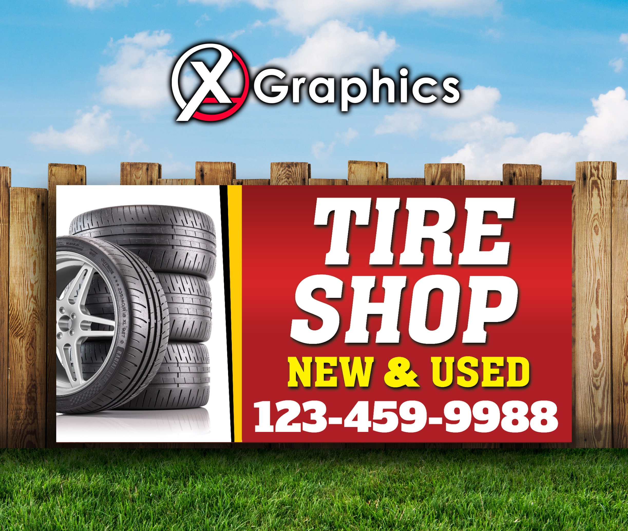 Tire Sale Tire Shop Service 13 Oz Heavy Duty Viny Banner Sign Metal ...
