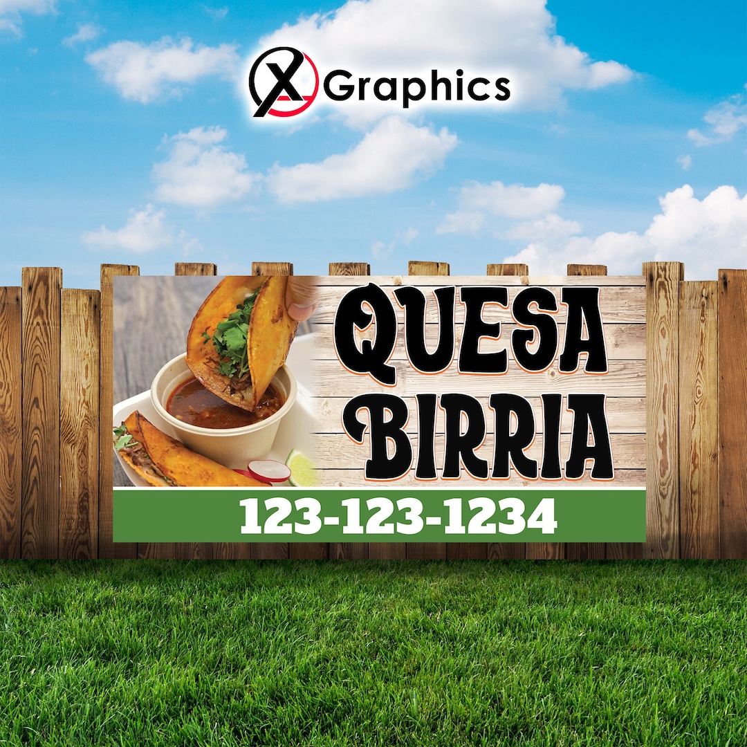 Quesa Birria 13 Oz Heavy Duty Vinyl Banner Sign With Metal Grommets ...