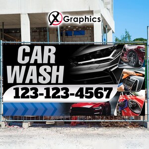 Car Wash Hand Car Wash 13 Oz Heavy Duty Vinyl Banner Sign With Metal ...